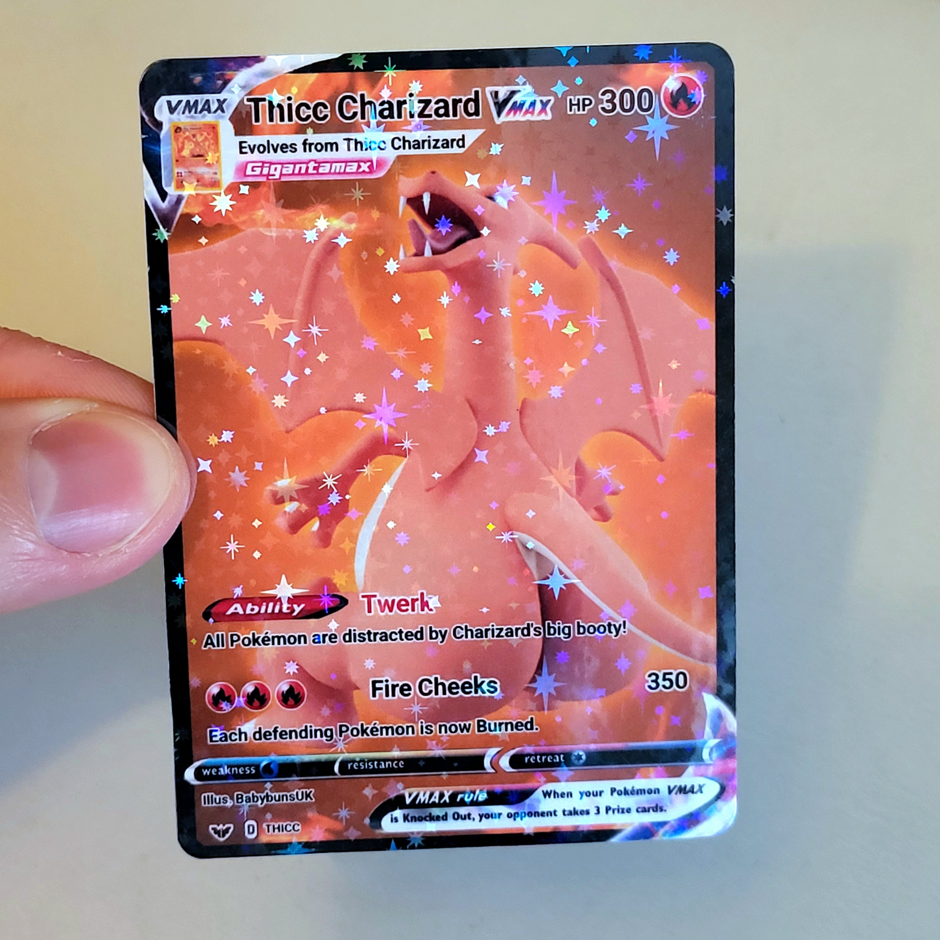 Thicc Charizard Vmax Tarjeta Pokemon Holográfica Hecha A Etsy México
