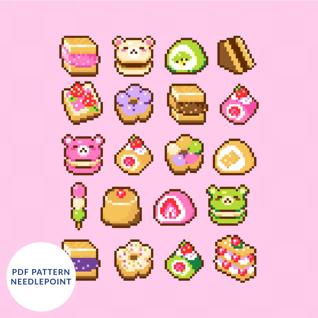 Cute Desserts Modern Needlepoint Pattern Instant Download PDF Beginner ...