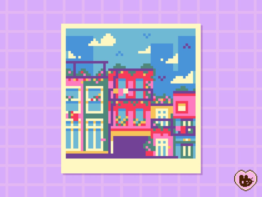 Town Polaroid - Modern Cross Stitch / Needlepoint Pattern - Instant ...
