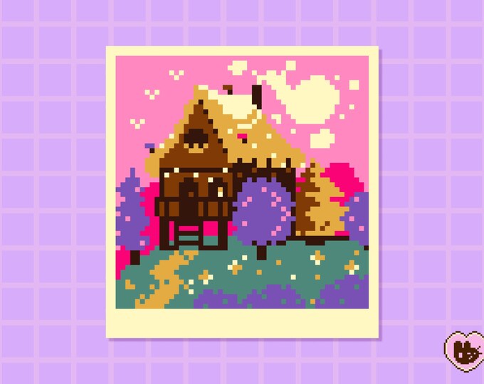 Cottage Polaroid - Modern Cross Stitch / Needlepoint Pattern - Instant ...