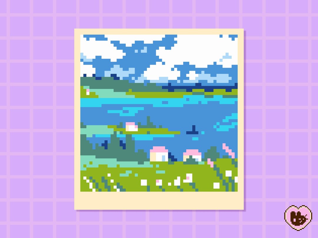 Lake, Clouds & Mountains Polaroid - Modern Cross Stitch / Needlepoint ...