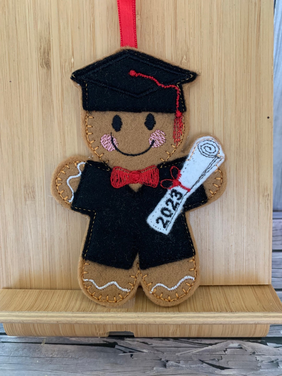Embroided Graduation Gingerbread Man - Etsy