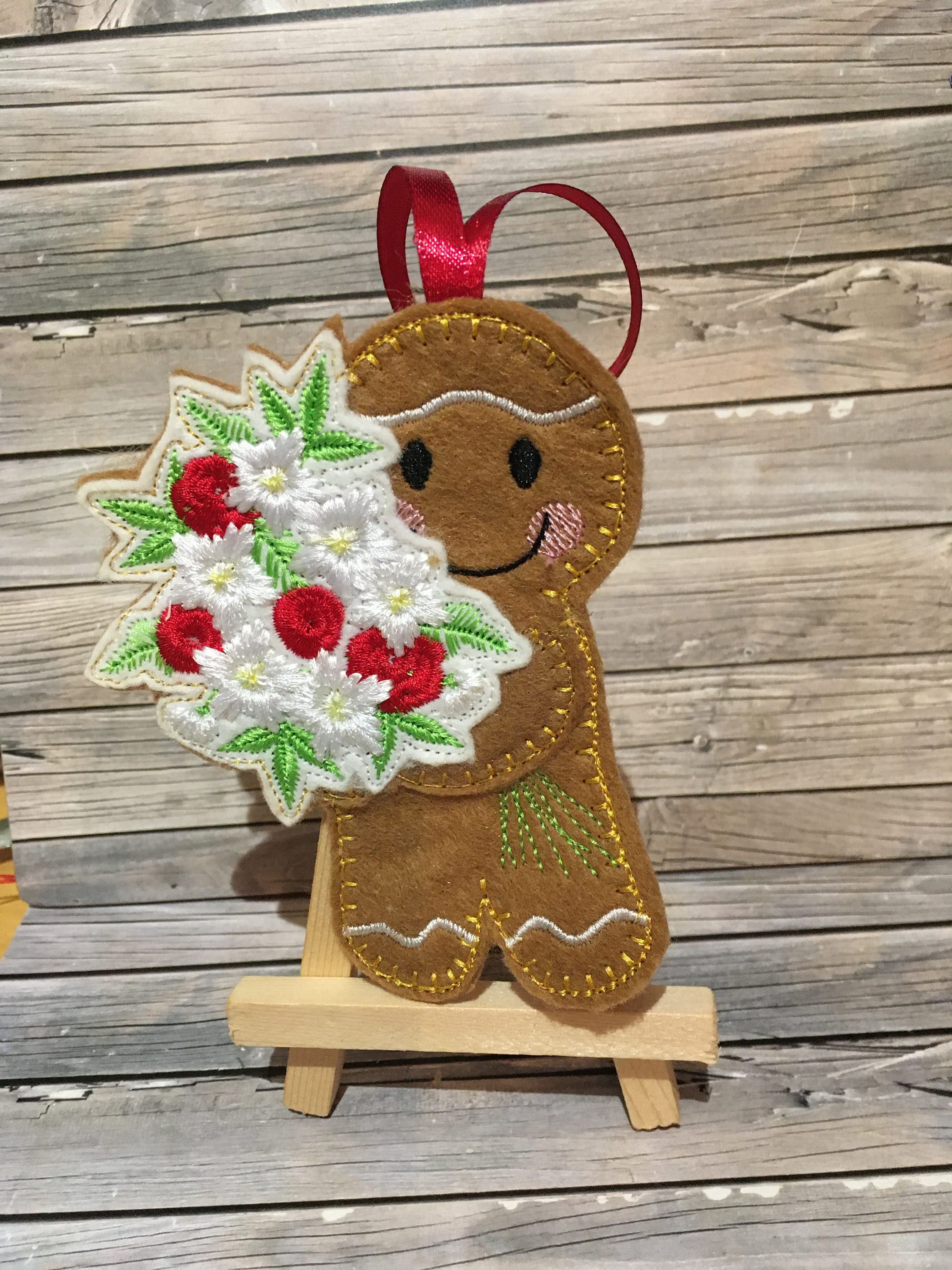 Gingerbread figure with flower bouquet | Etsy