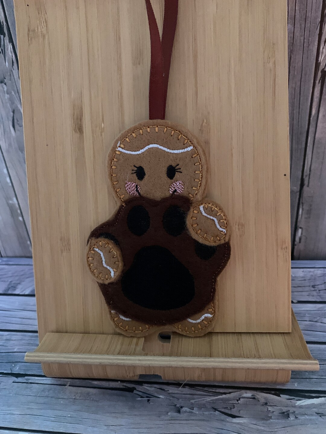 Gingerbread Man Holding a Paw Print - Etsy