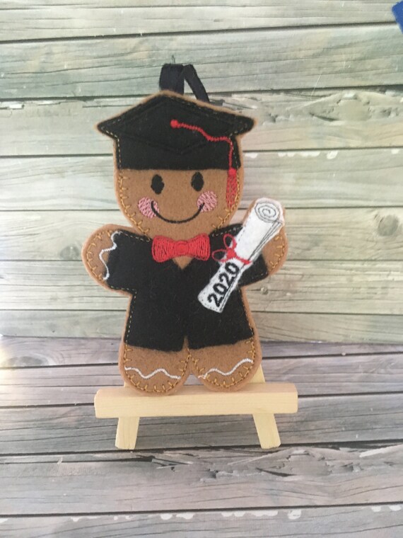 Embroided graduation gingerbread man | Etsy