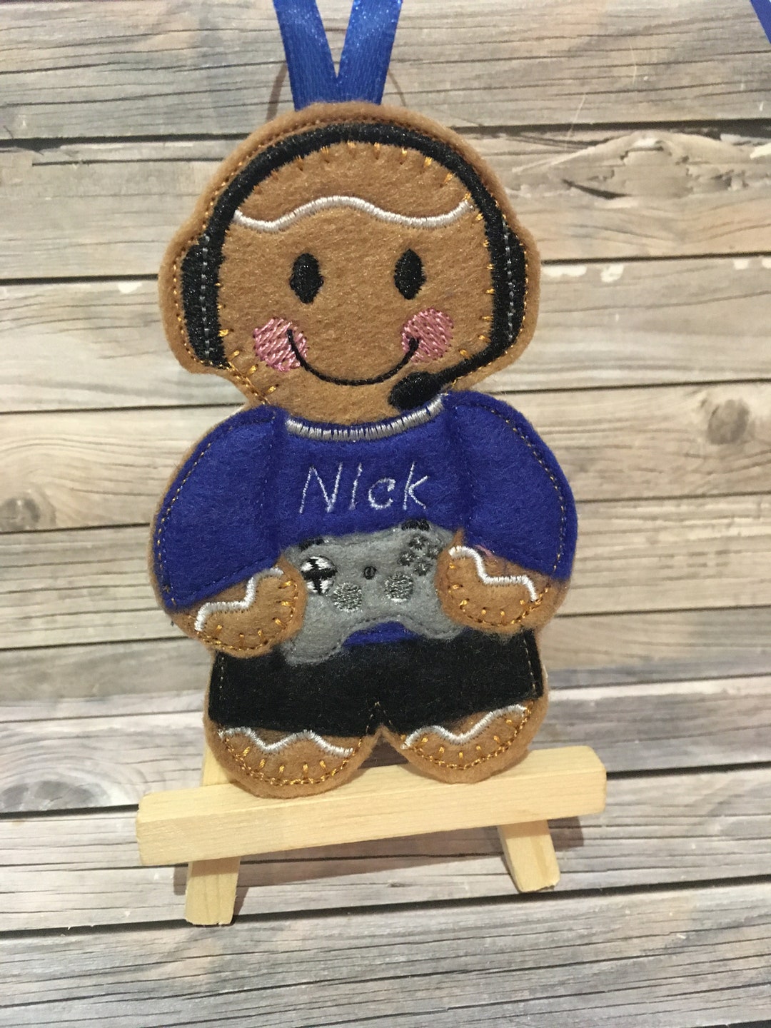 Felt Embroided Gingerbread Gamer Decoration - Etsy