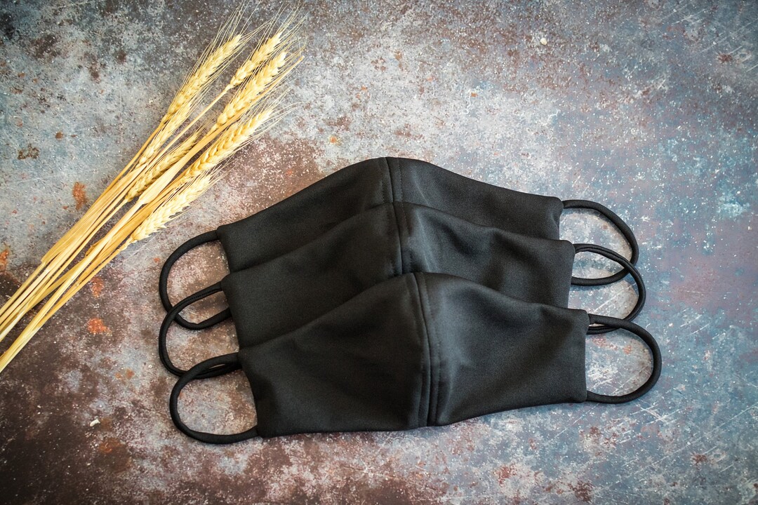 Washable Black Structured Neoprene Face Masks W/ Filter Pocket / Adult ...