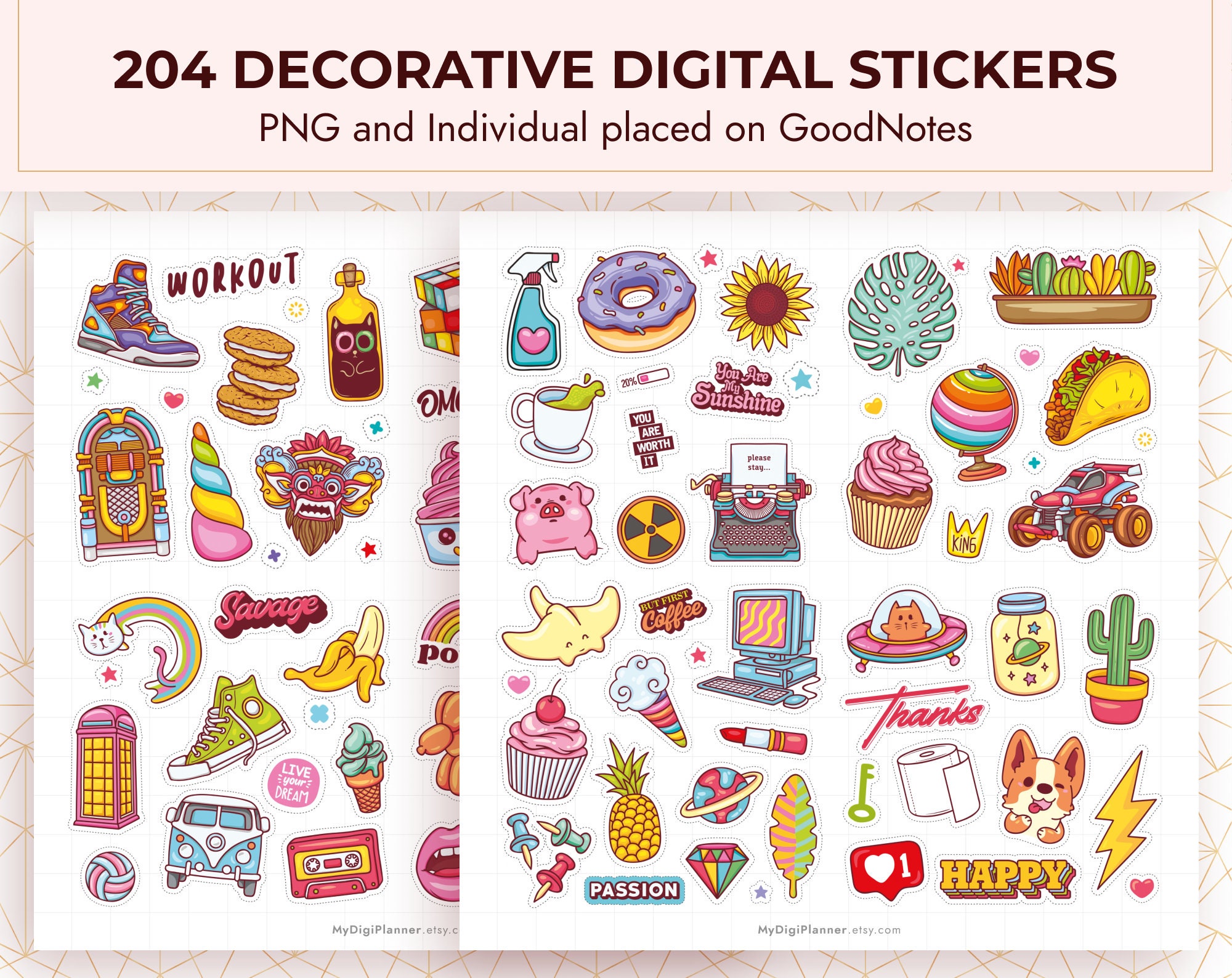 Paper Paper & Party Supplies Productive Digital Stickers Set GoodNotes ...