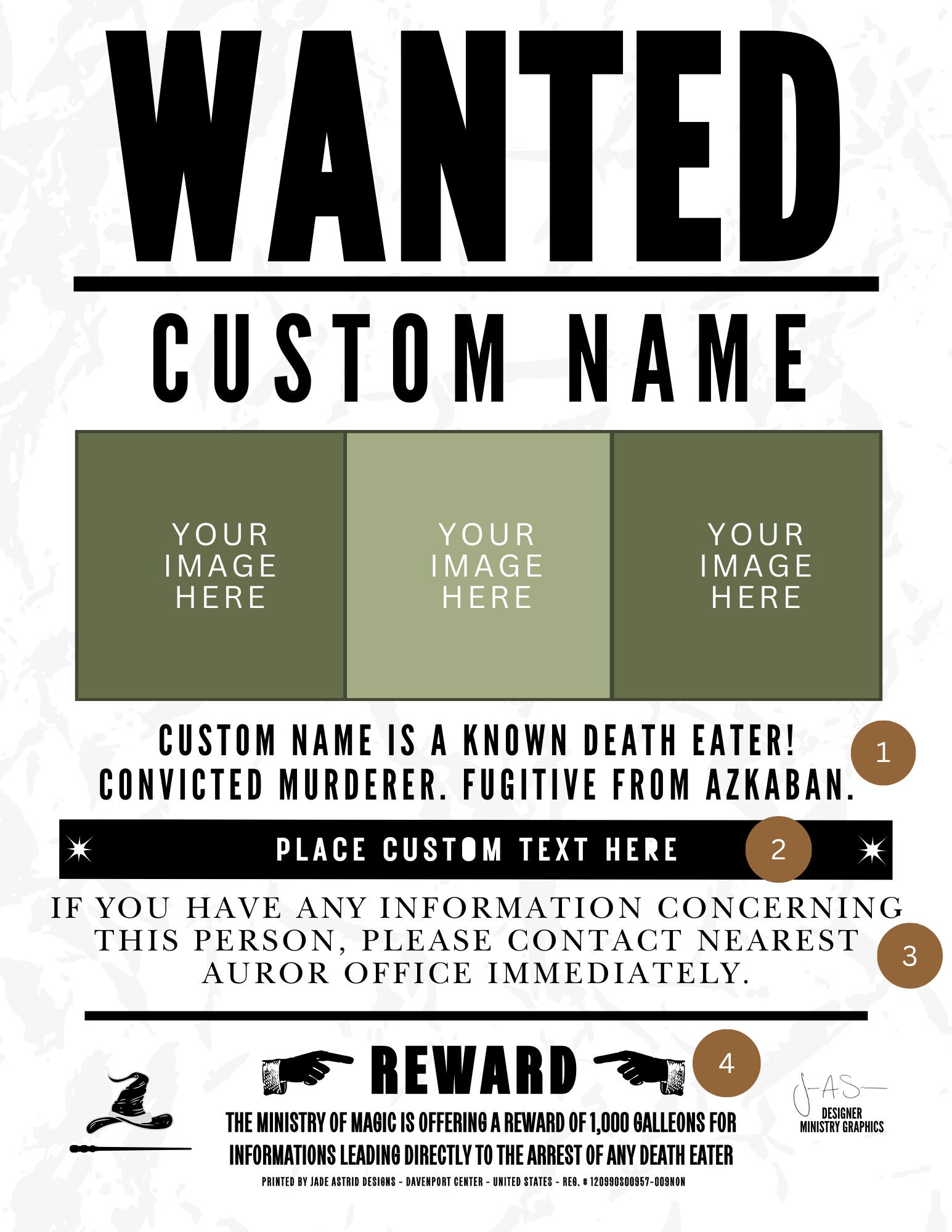 Custom Wanted Posters Variety Pack Wall Art Wizard, Western, or Monster ...
