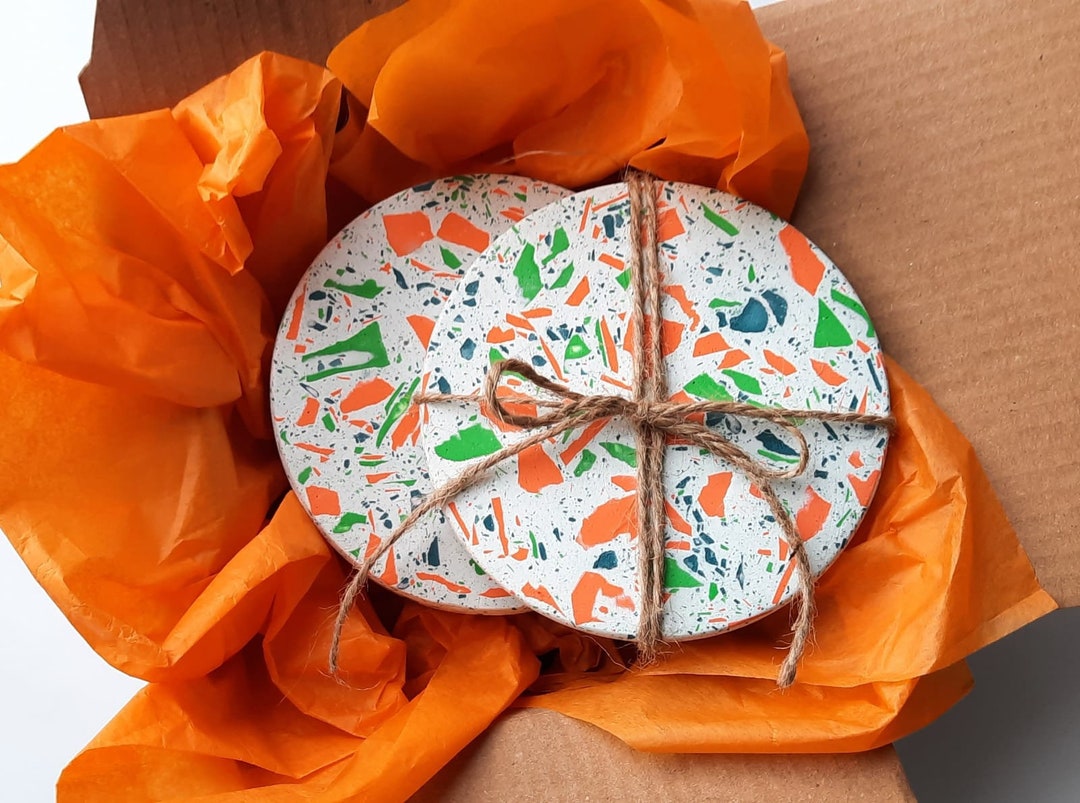 Terrazzo Coaster, Concrete Coasters, Colorful Coaster, Bar Coaster ...