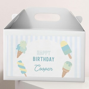 Ice Cream Birthday Gable Box Label - Customizable Summer Party Stickers ...