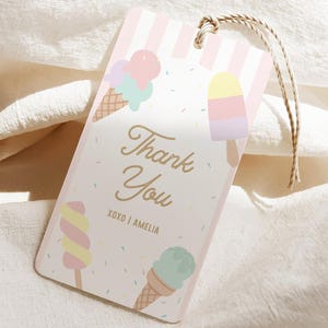 Ice Cream Birthday Favor Tags: Editable Summer Party Decor (digital ...