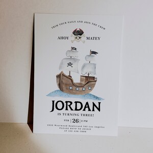 Pirate Birthday Party Invitation Template Ahoy Matey Editable Pirate ...