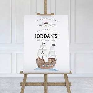 Pirate Birthday Welcome Sign Pirate Ship Party Sign Ahoy - Etsy
