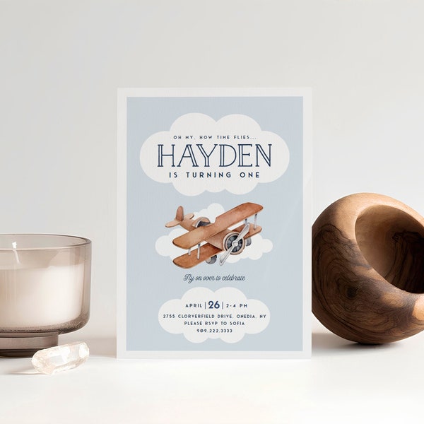 Aviation First Birthday Invitation - Etsy