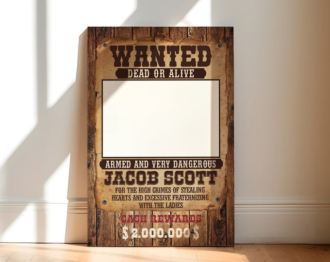 Wanted Photo Booth Prop Frame Wild West Printable Photo Booth Outlaw ...