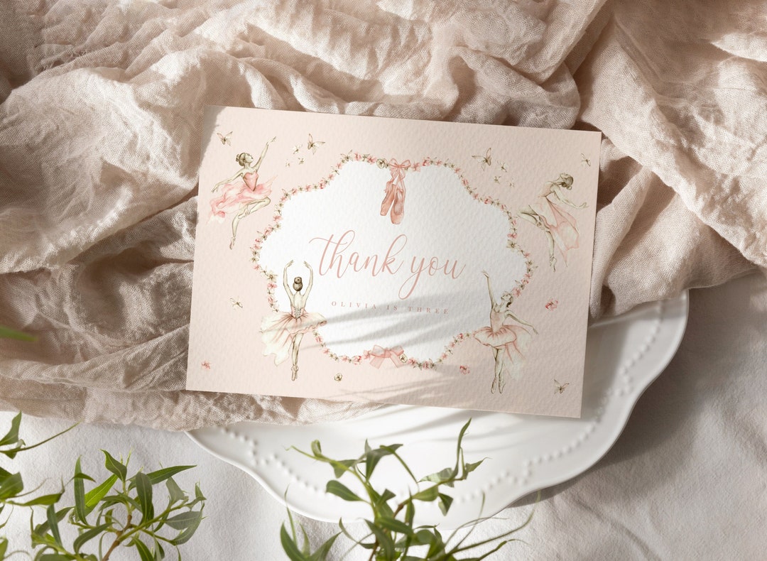 Ballerina Thank You Card: Ballet Party Favor Sticker (digital Download ...