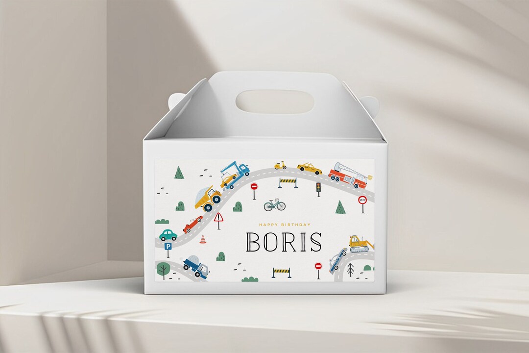 Transportation Birthday Gable Box Label, City Transportation Birthday ...