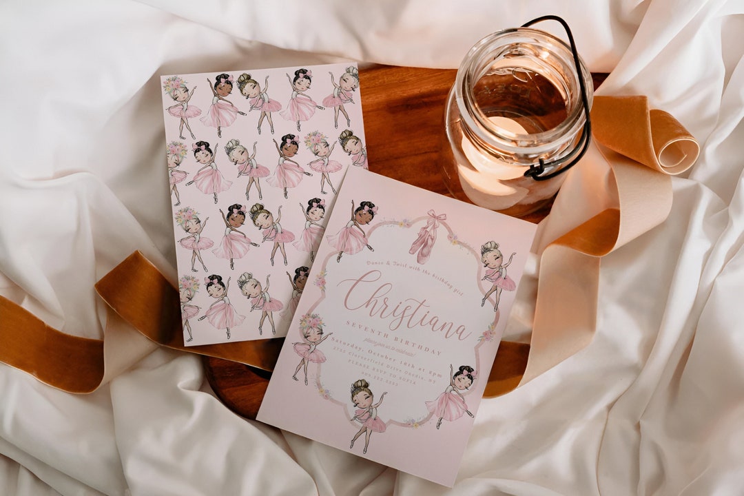 Ballerina Birthday Party Invitation Template - Editable Ballet Invite ...