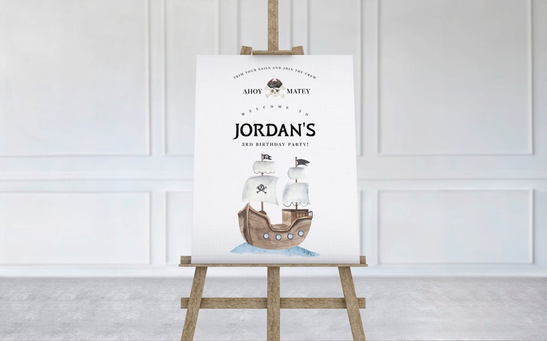 Pirate Birthday Welcome Sign Pirate Ship Party Sign Ahoy - Etsy