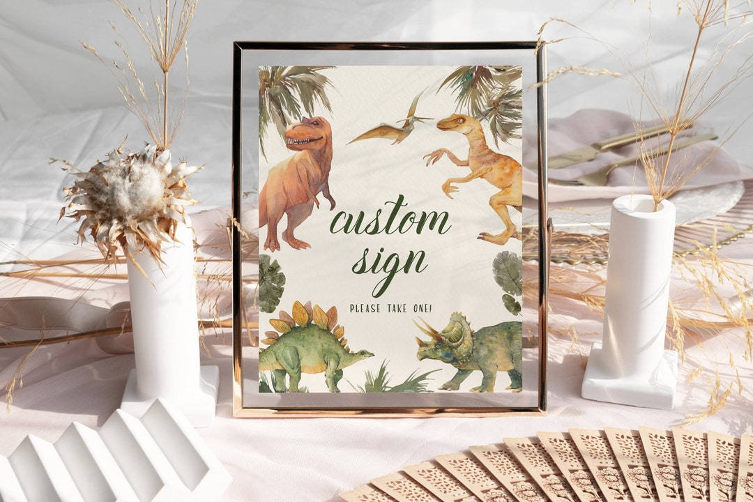 Dinosaur Birthday Table Sign: Custom Jurassic Party Decor (digital ...