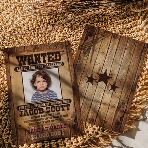 Wanted Poster Invitation Western Outlaw Birthday Invite Wild West ...