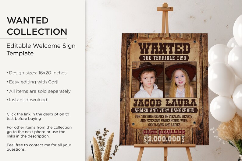 Editable Western Wanted Poster Template Western Outlaw Reward Sign Wild ...