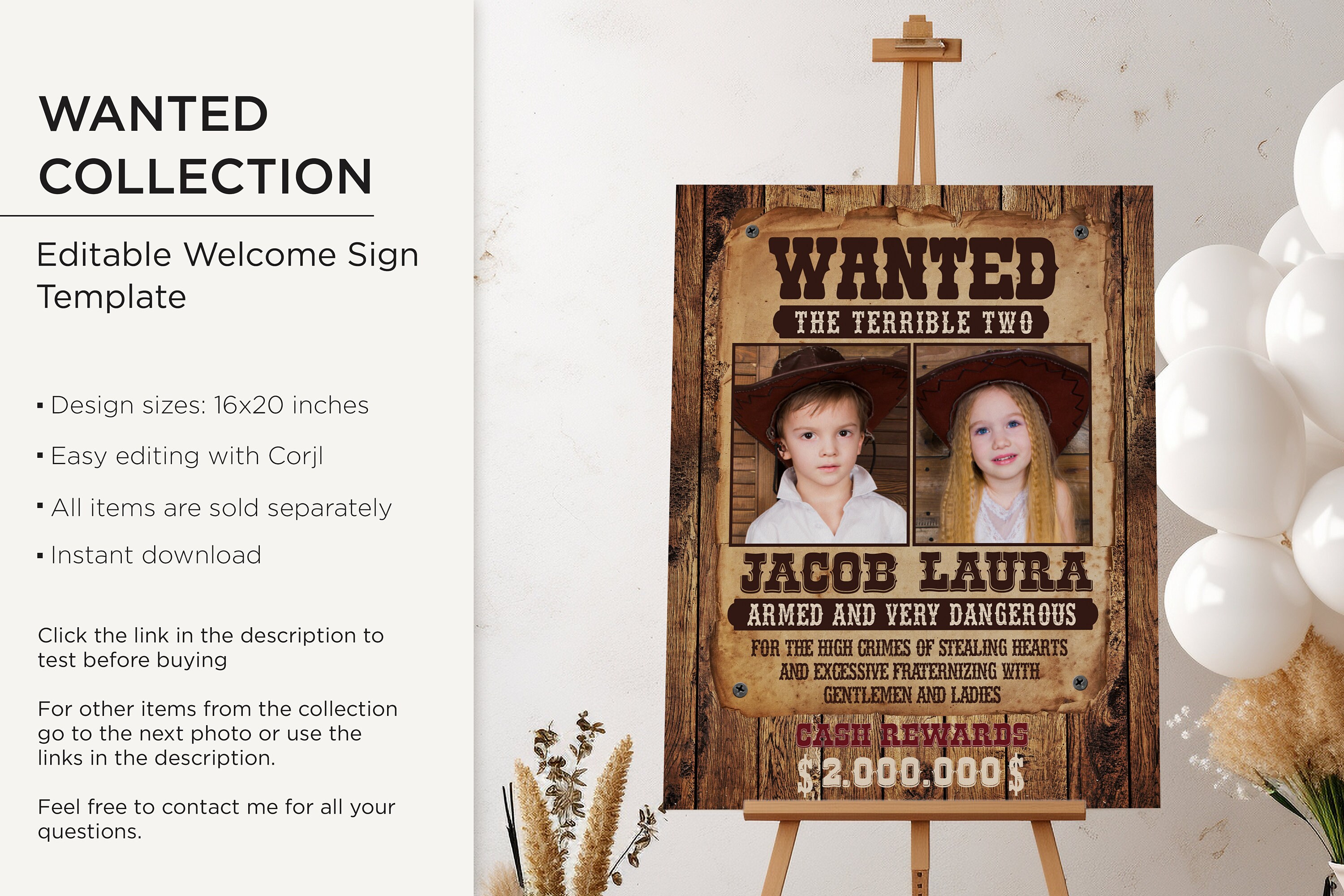 Editable Western Wanted Poster Template Western Outlaw Reward Sign Wild ...