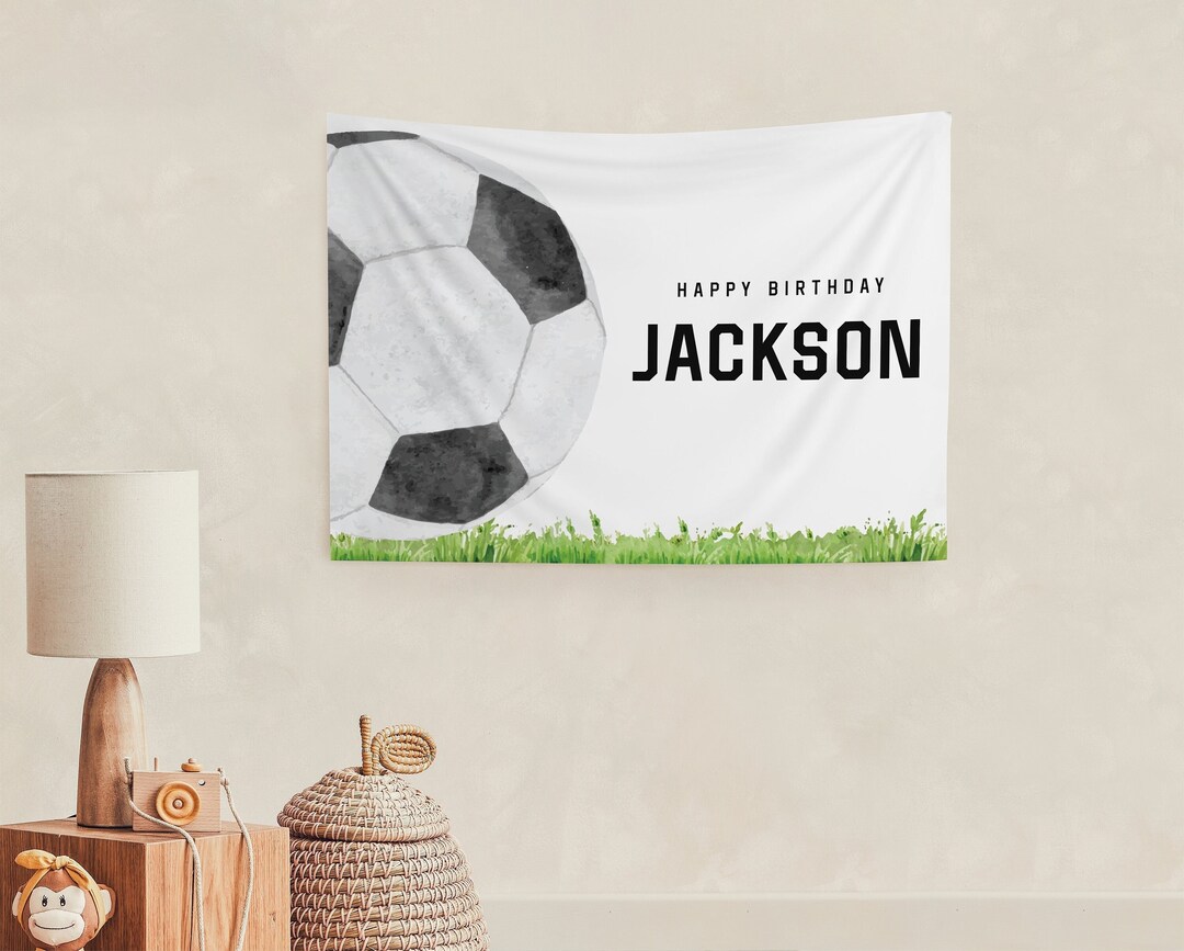 Soccer Birthday Backdrop Custom Football Theme Party Banner Sports ...