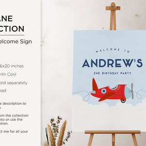 Airplane Birthday Welcome Sign Personalized Aviation Theme Party Decor ...
