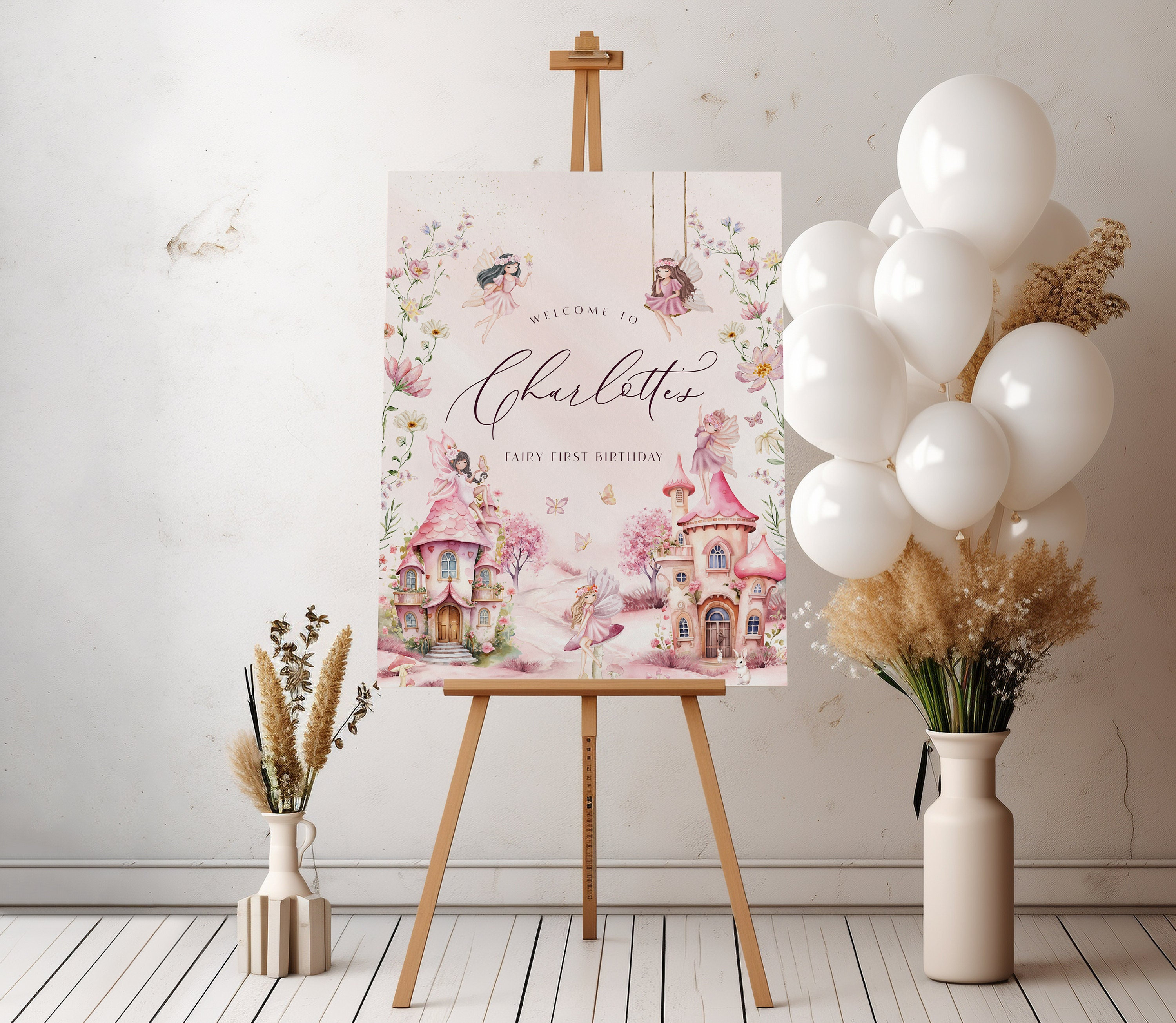 Fairy Birthday Welcome Sign Fairy First Birthday Party Decor Magical ...