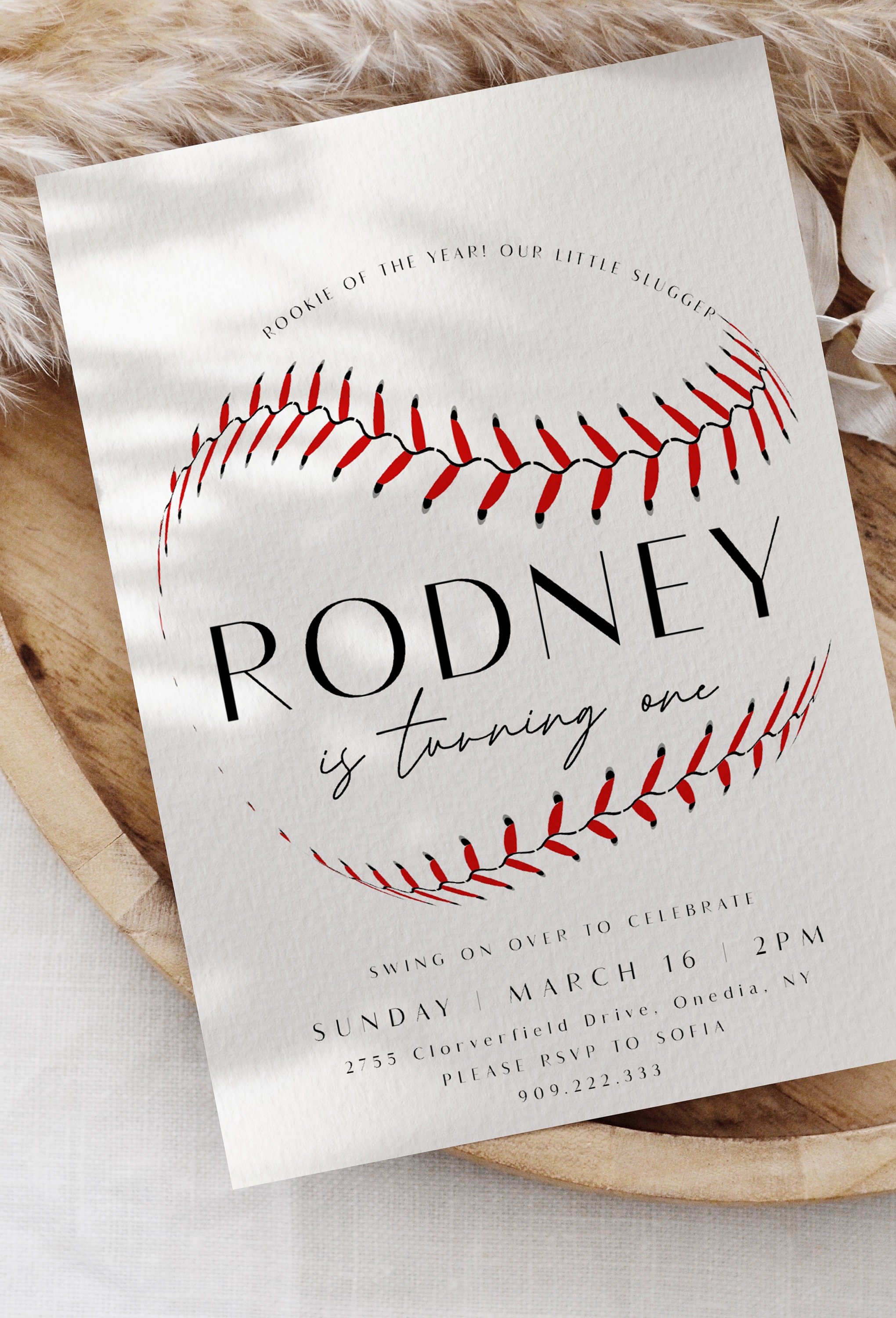 Baseball First Birthday Invitation Rookie of the Year Invite Baseball ...