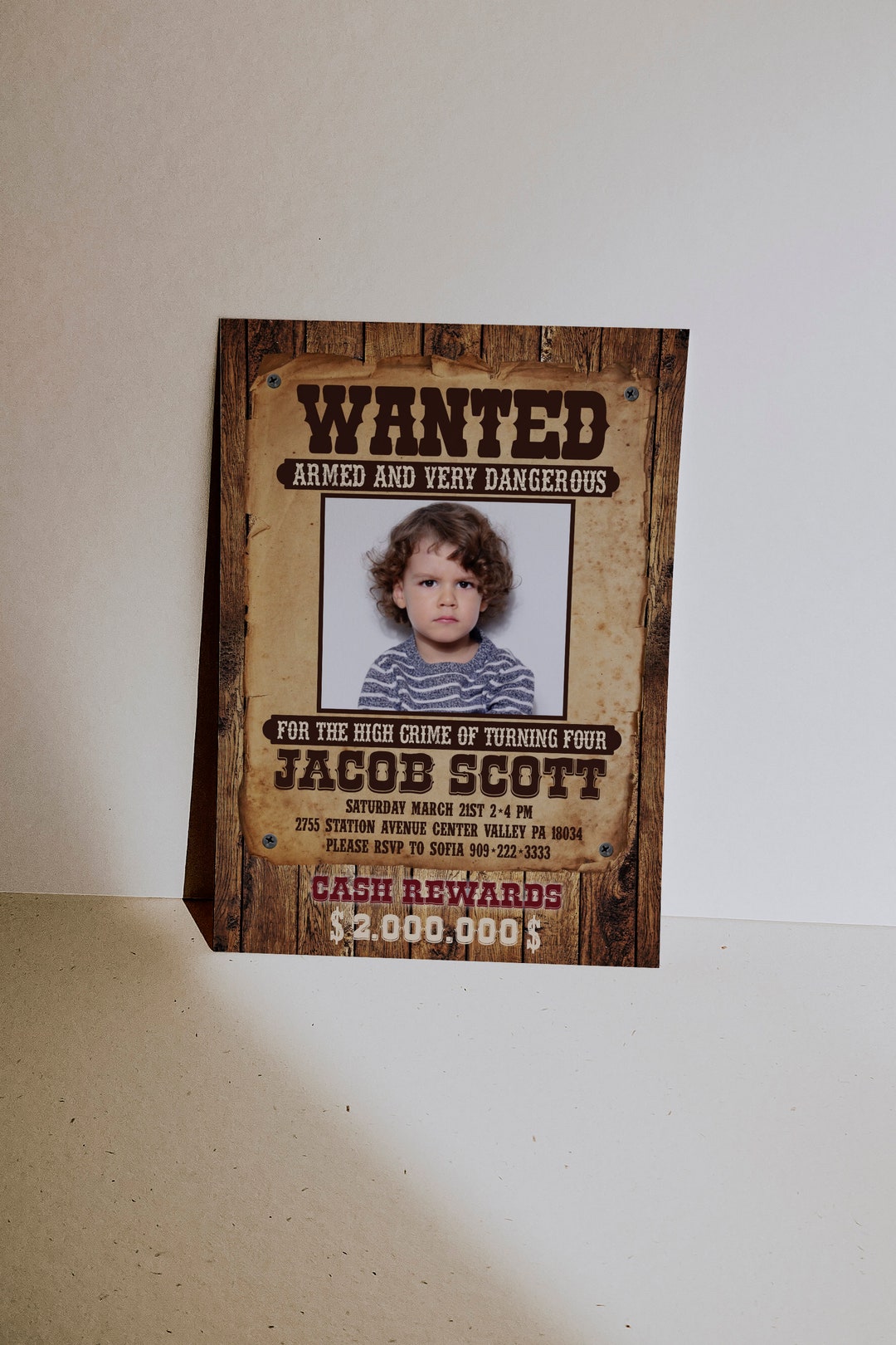 Wanted Poster Invitation - Western Outlaw Birthday Invite- Wild West ...