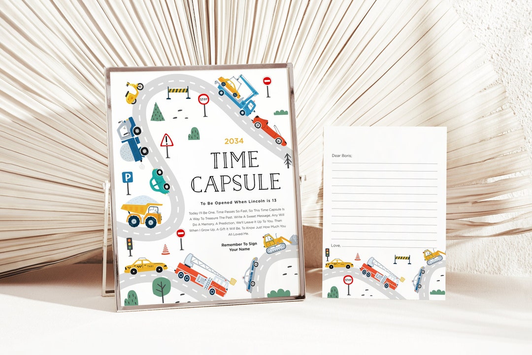 Transportation Birthday Party Time Capsule Trucks and Cars Memory Box ...