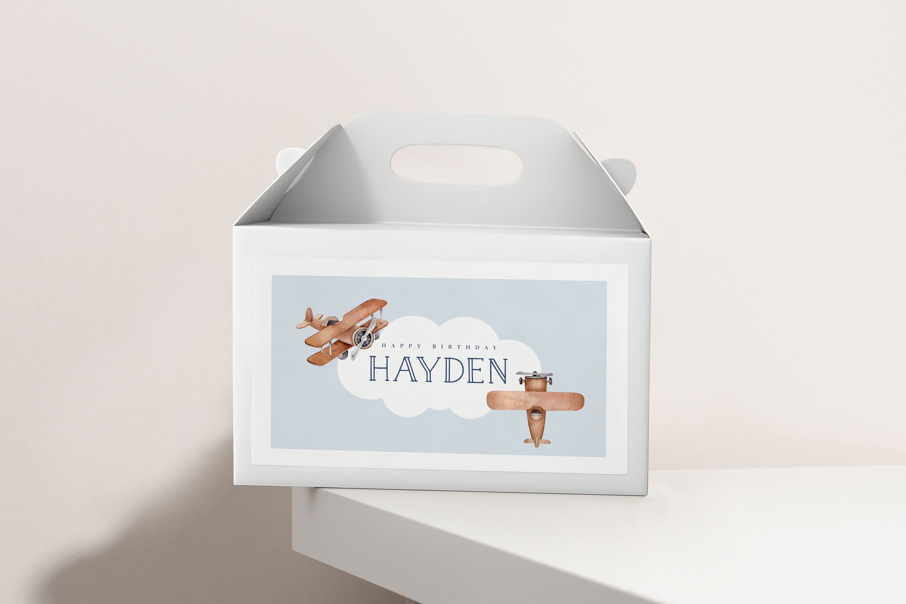 Airplane Birthday Gable Box Label Customizable Aviation Theme Stickers ...