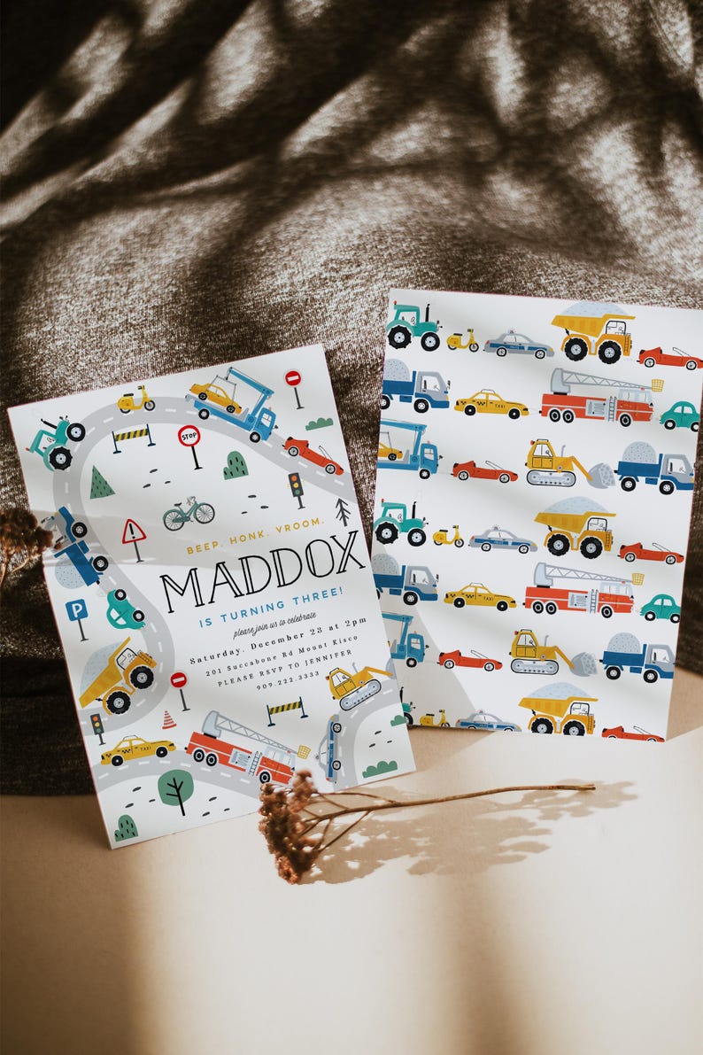 Transportation Birthday Food Tent Card: Editable Vehicle Party Decor ...