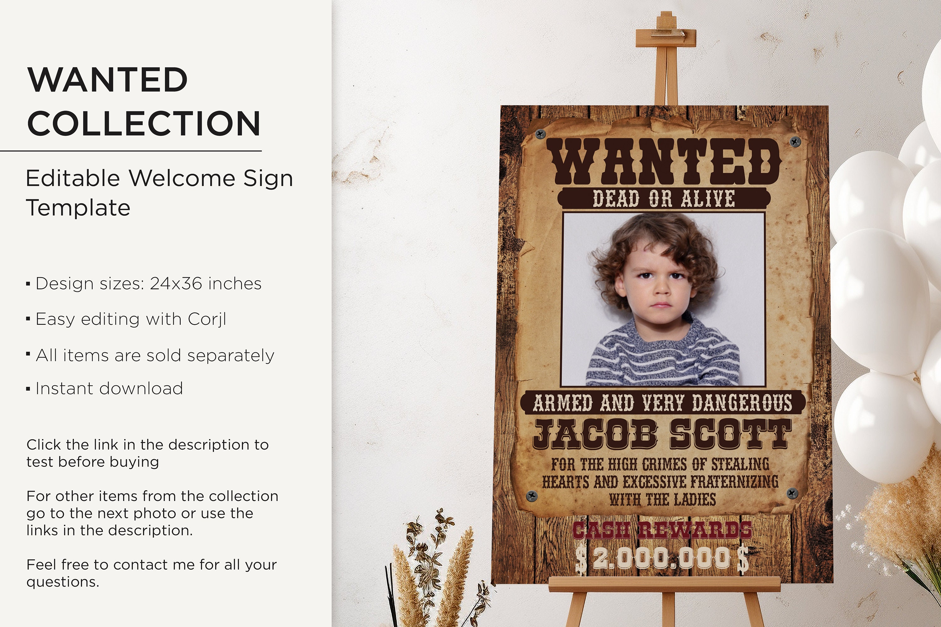 Editable Western Wanted Poster Template Western Outlaw Reward Sign Wild ...