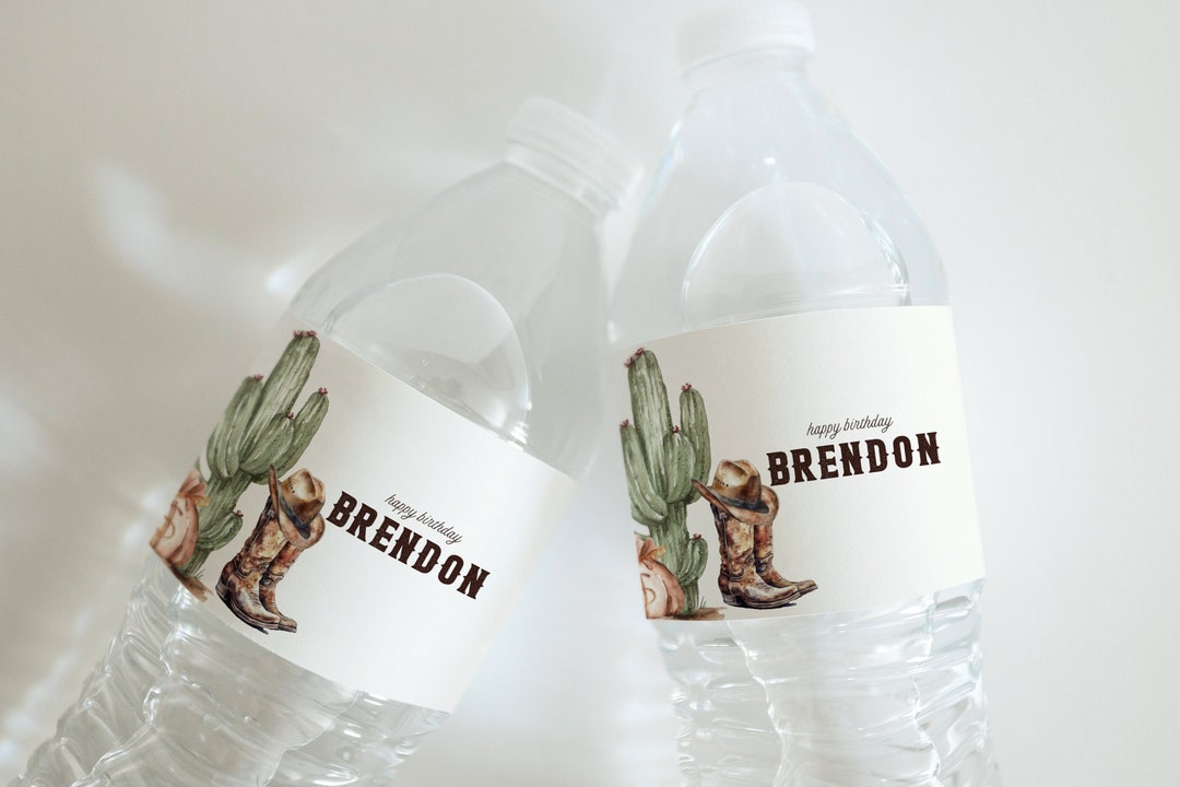 Wild West Birthday Water Bottle Label - Cowboy Party Decor - Country ...