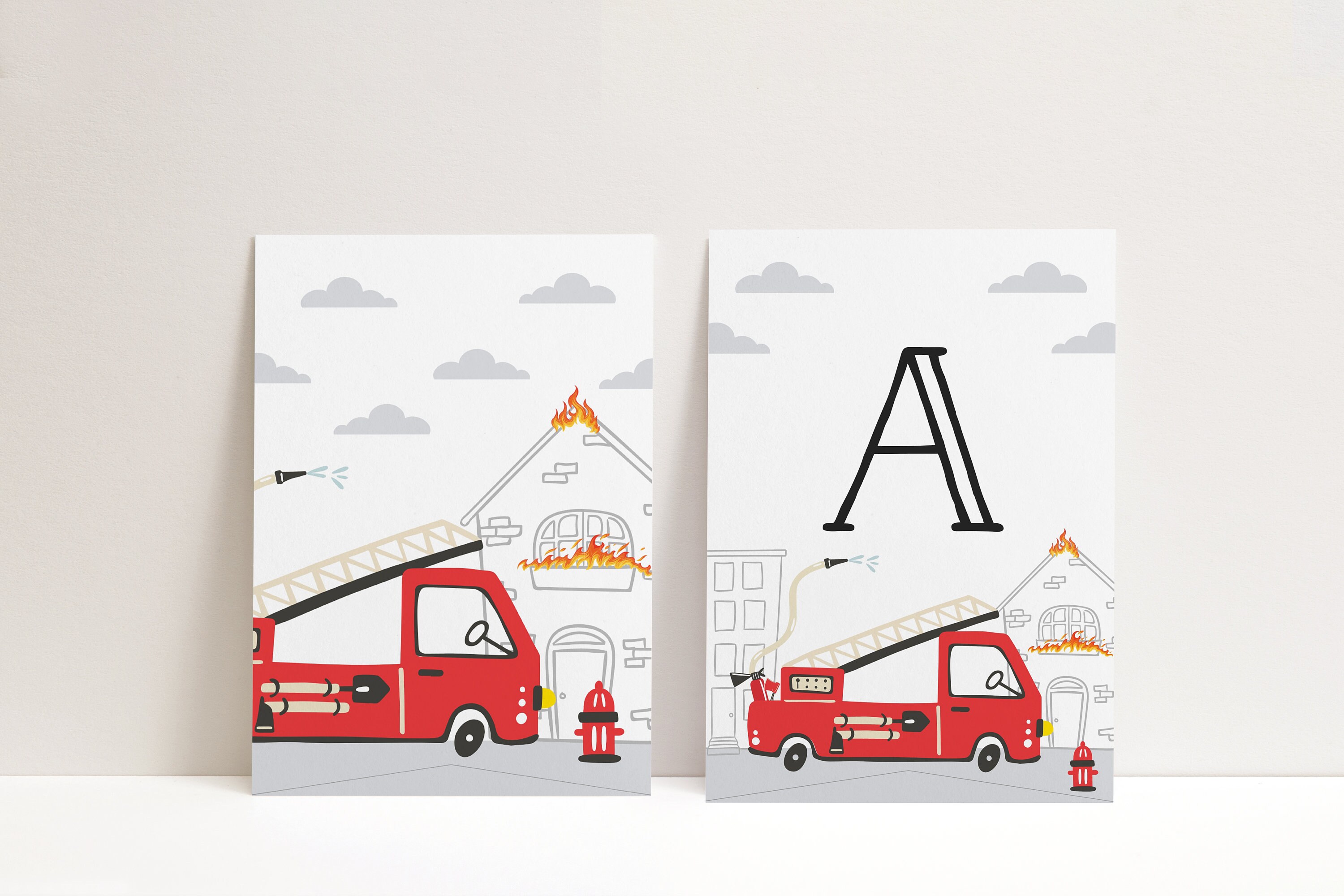 Fire Truck Birthday Gable Box Label Customizable Firefighter Stickers ...