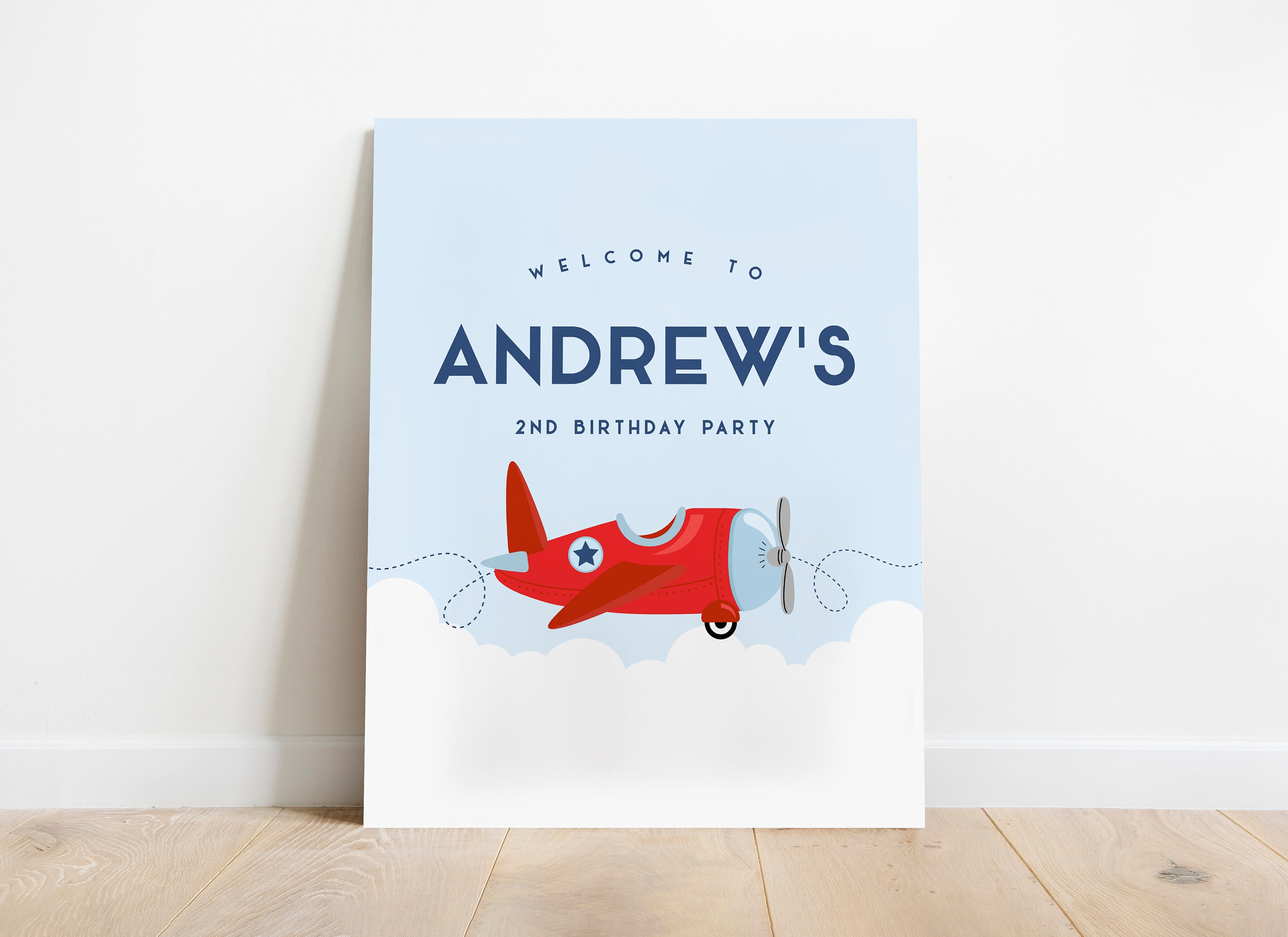 Airplane Birthday Welcome Sign Personalized Aviation Theme Party Decor ...