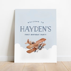 Airplane Birthday Welcome Sign - Personalized Aviation Theme Party ...