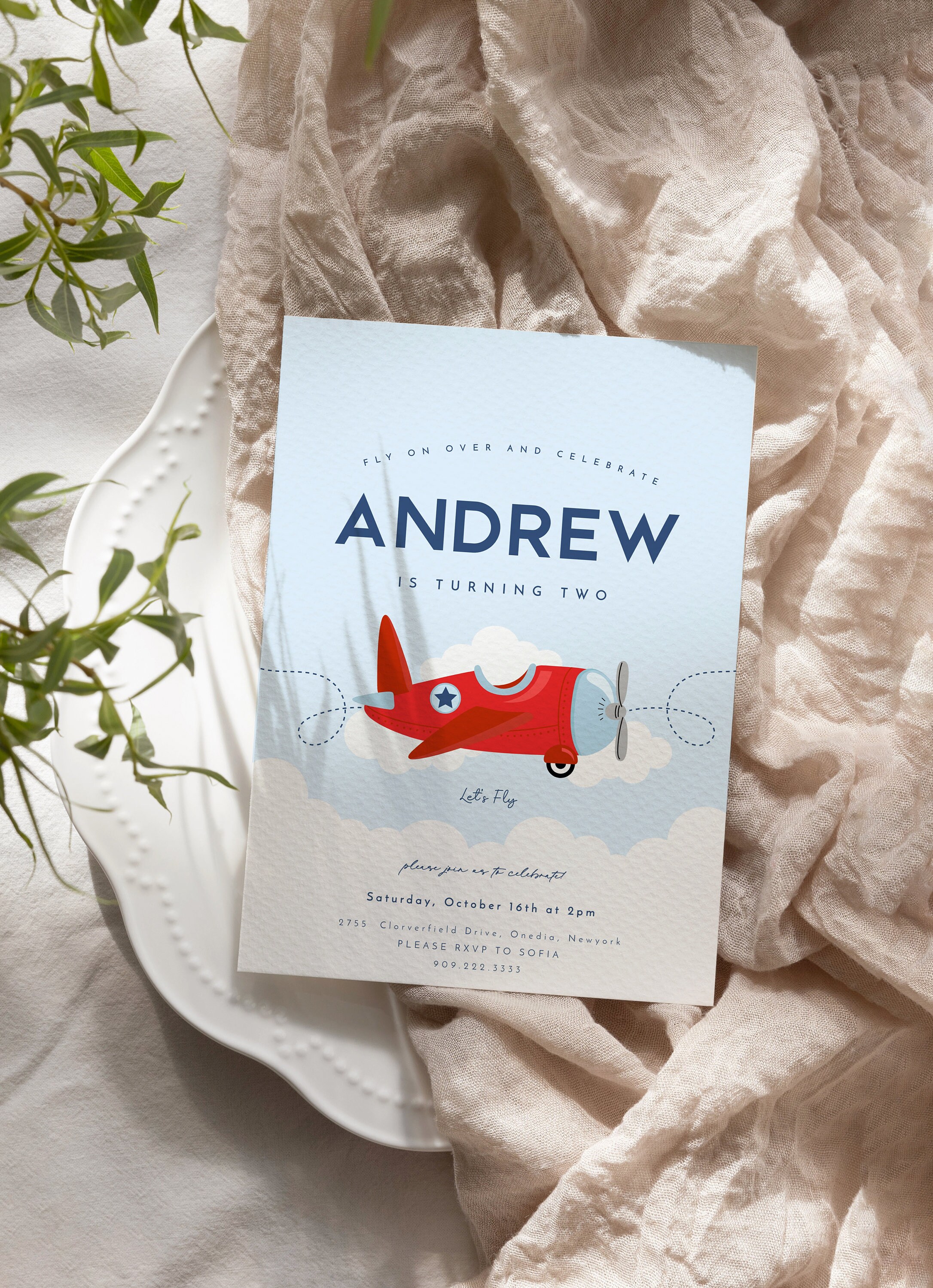 Airplane Birthday Table Sign Template Custom Aviation Theme Party Decor ...