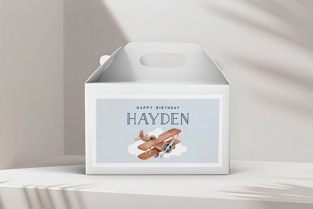 Airplane Birthday Gable Box Label: Customizable Aviation Stickers ...