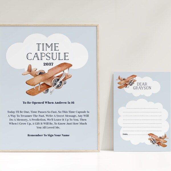 Airplane Time Capsule Template - Etsy