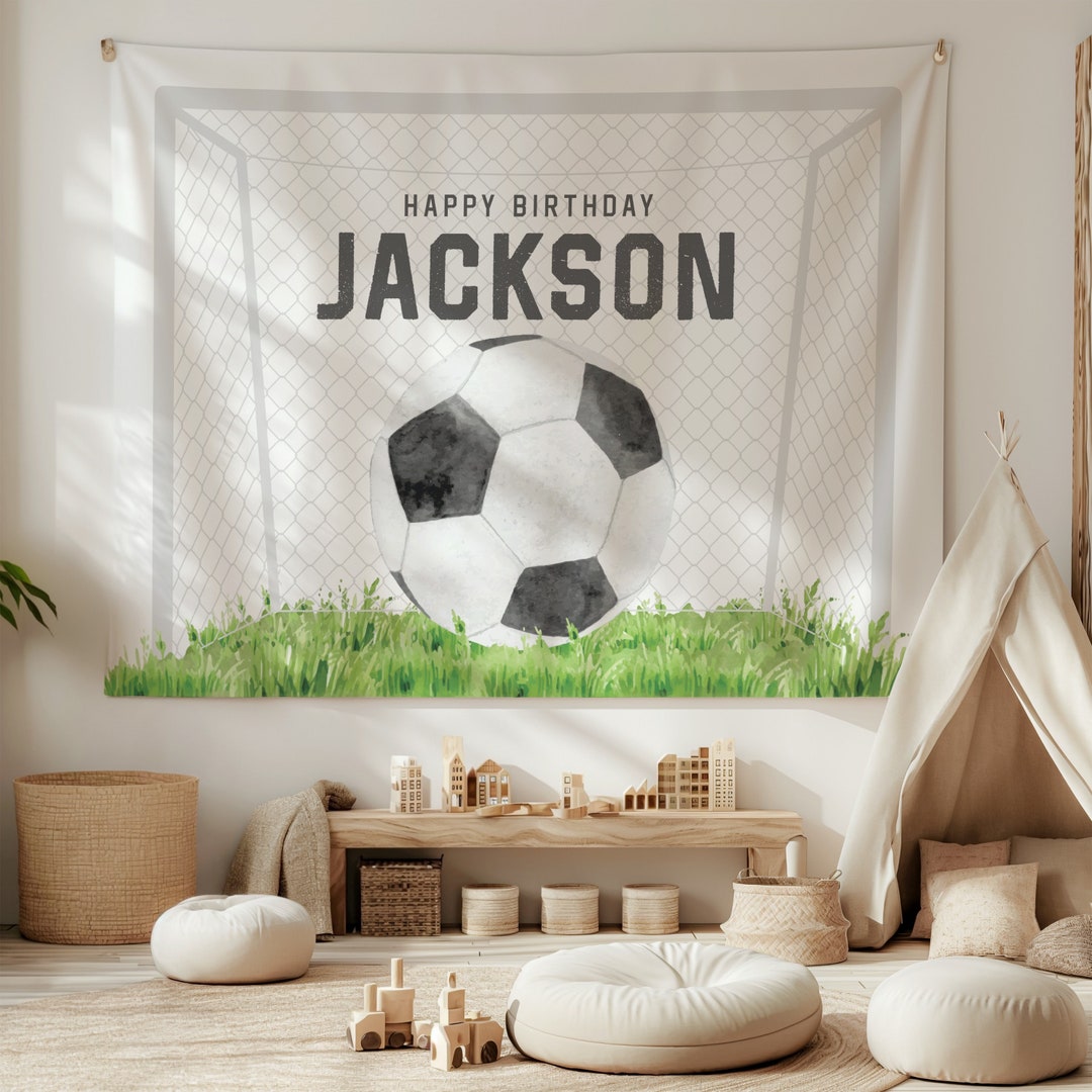 Soccer Birthday Backdrop - Custom Football Theme Party Banner - Sports ...