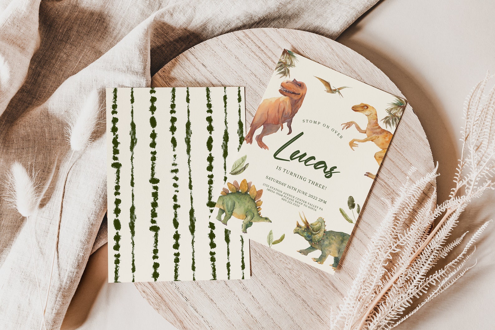 Dinosaur Birthday Party Invitation Template Editable Prehistoric Invite ...