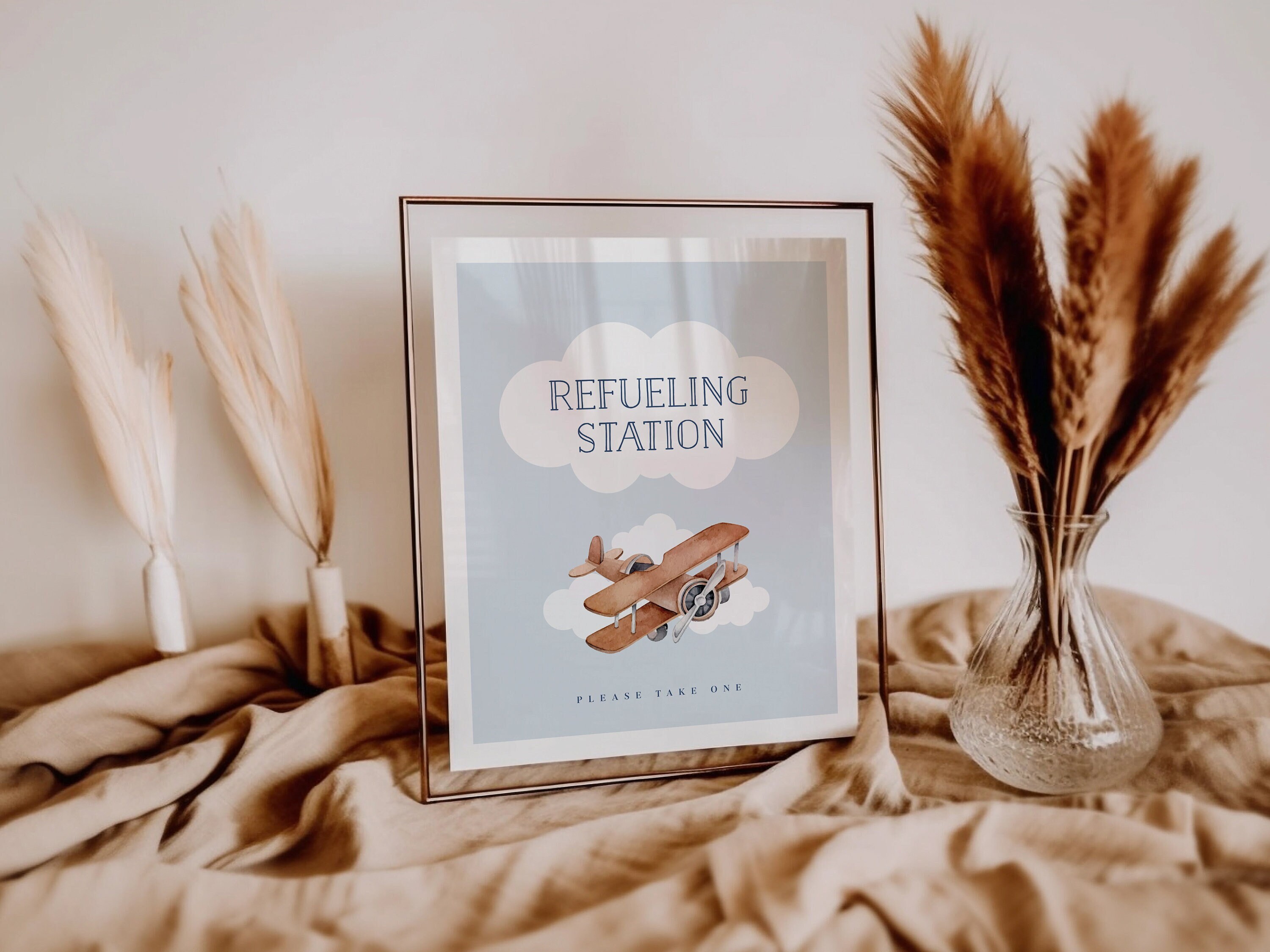 Airplane Birthday Table Sign Custom Aviation Theme Party Decor Modern ...