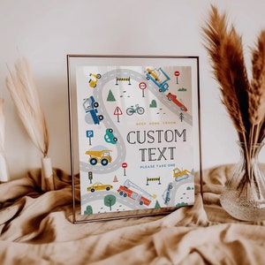 Transportation Birthday Table Sign - Trucks and Cars Theme Party Decor ...