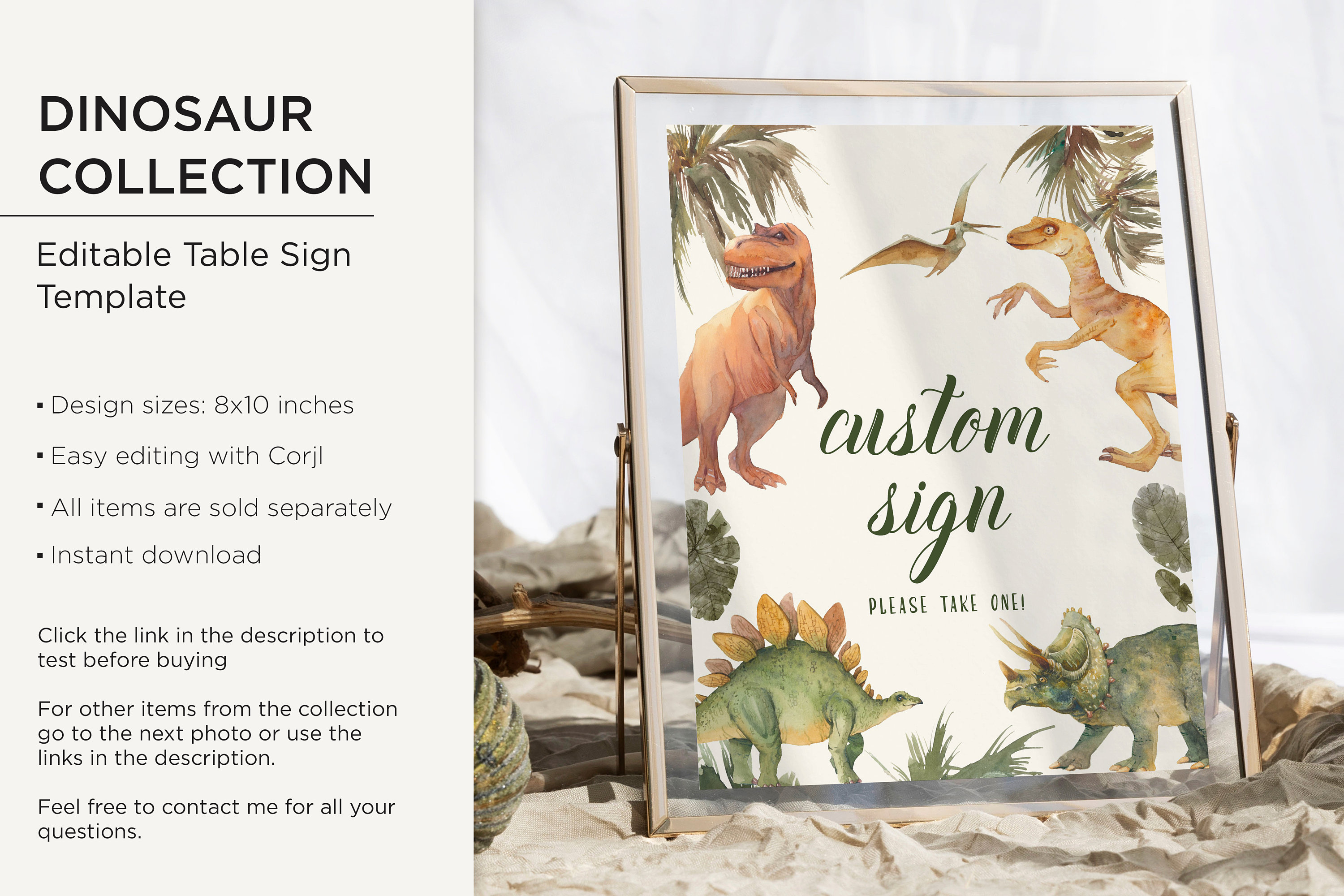 Dinosaur Birthday Table Sign: Custom Jurassic Party Decor (digital ...