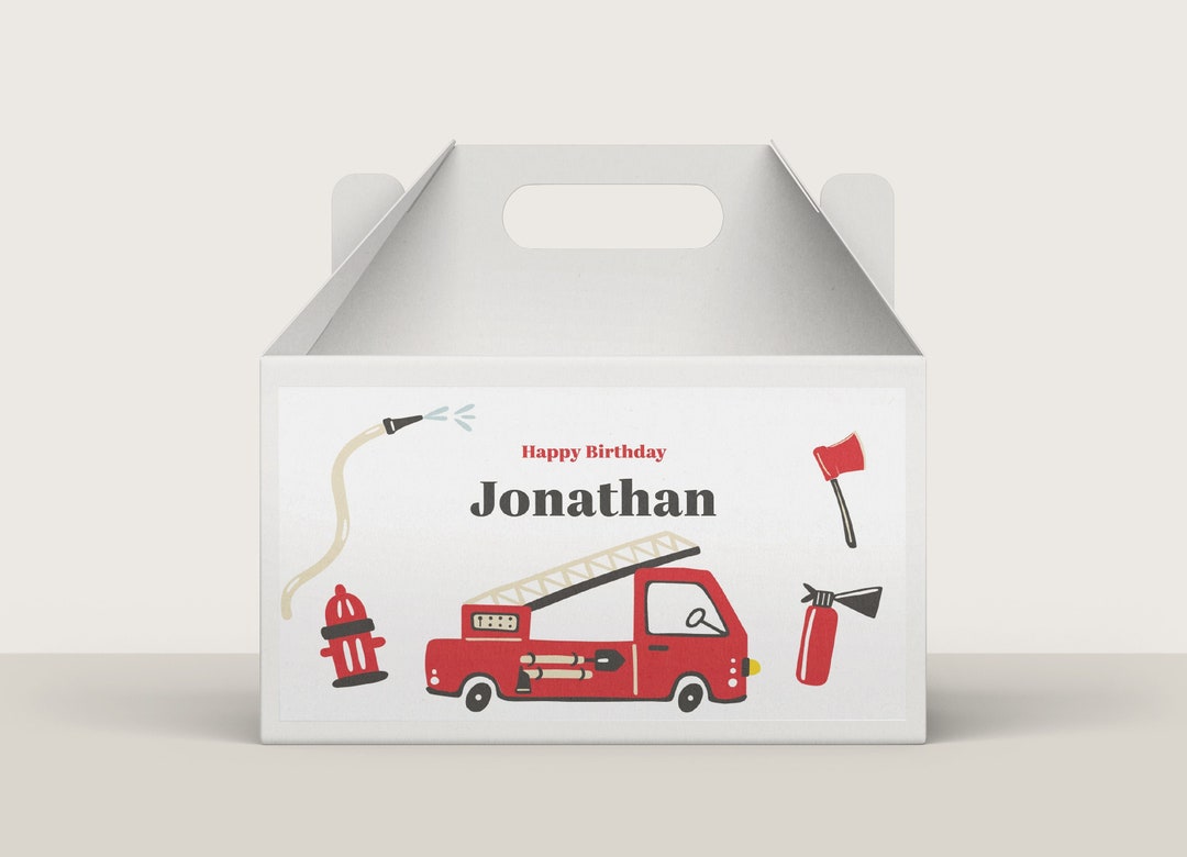 Firefighter Favor Box Label Firetruck Gable Box Label Fire - Etsy